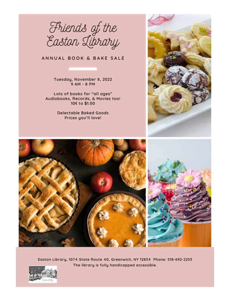 Easton Library – 1074 NYS ROUTE 40 GREENWICH, NY 12834-9518 518-692-2253